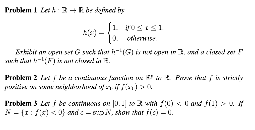 Let h: R rightarrow R be defined by h(x) = {1, if 0 | Chegg.com