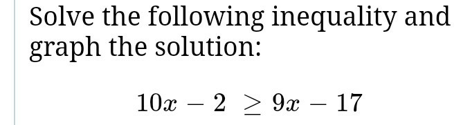 Solved Solve the following inequality and graph the | Chegg.com