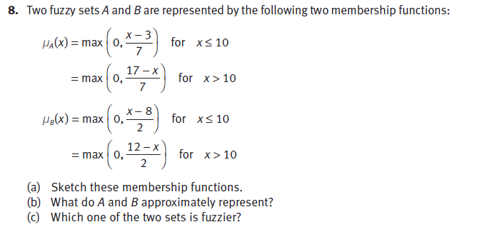 Solved Two fuzzy sets A and B are represented by the | Chegg.com