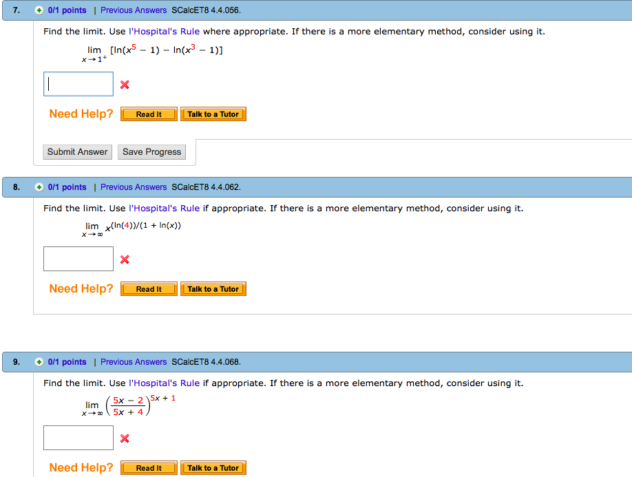 Solved 7. 0/1 points | Previous Answers SCalcET8 4.4.056. | Chegg.com