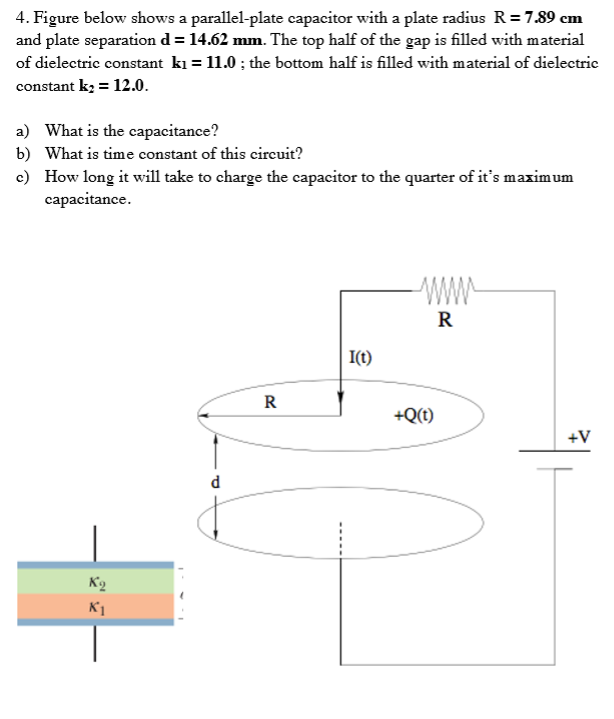 Solved 4. Figure below shows a parallel-plate capacitor with | Chegg.com