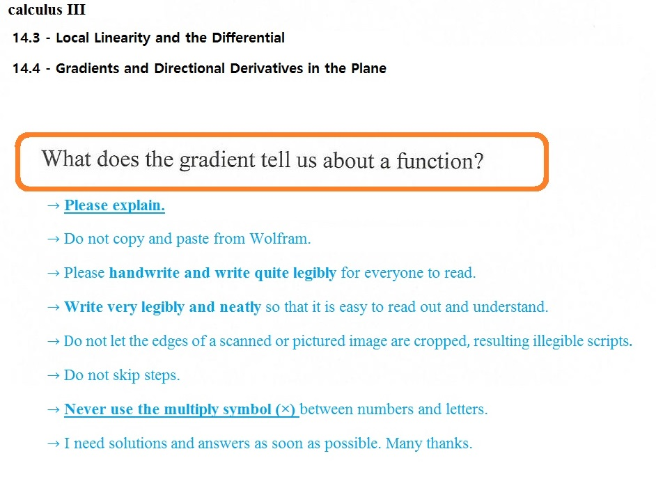 Solved Local Linearity and the Differential Gradients and | Chegg.com