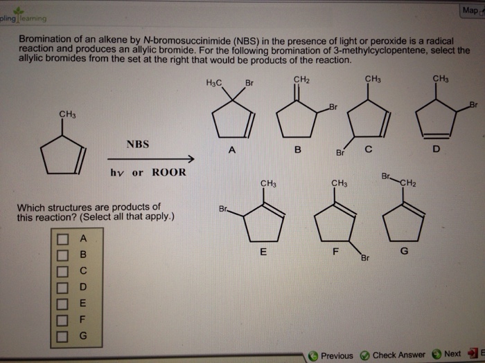 Solved Bromination of an alkene by N-bromosuccinimide (NBS) | Chegg.com