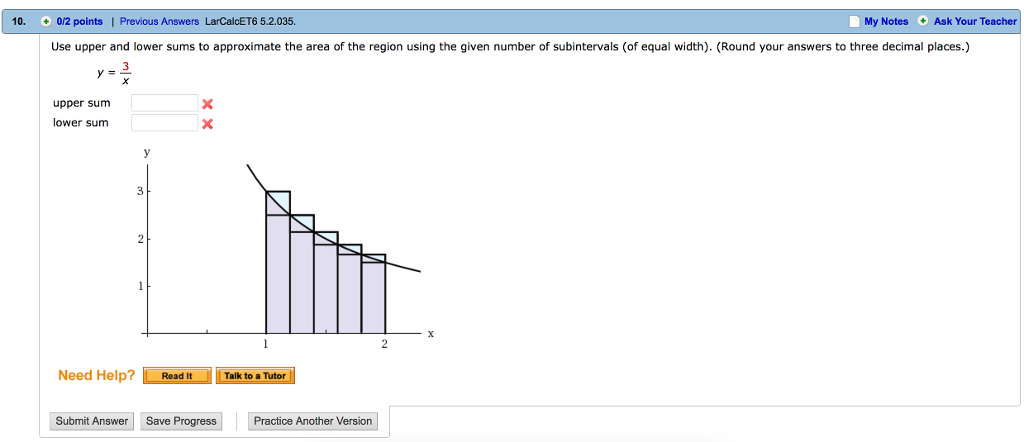 Solved Use upper and lower sums to approximate the area of | Chegg.com