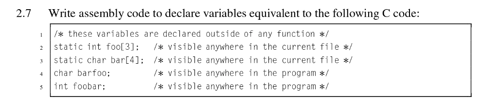 Solved Write assembly code to declare variables equivalent | Chegg.com