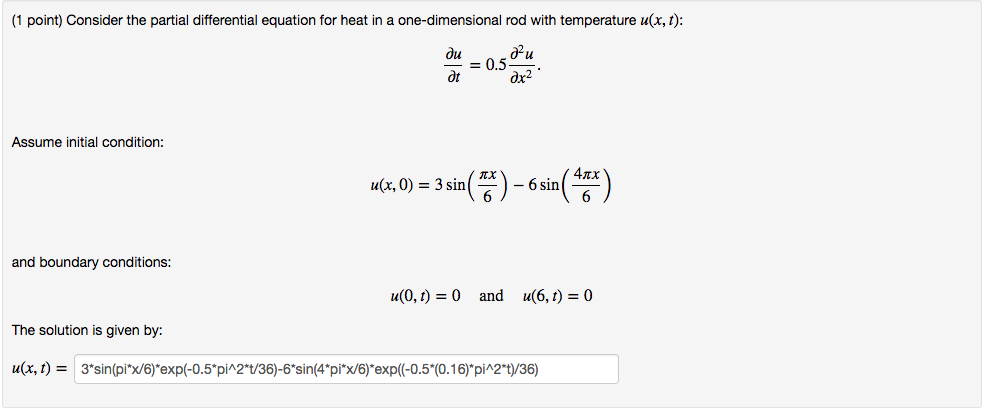 Solved 1 point) Consider the partial differential equation | Chegg.com