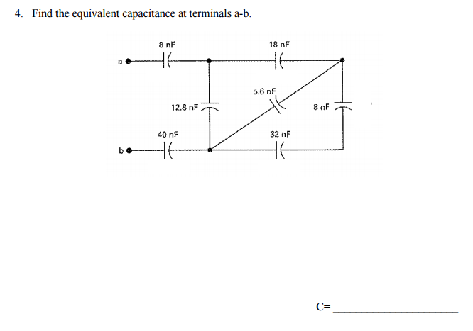 Solved Find the equivalent capacitance at terminals a-b. | Chegg.com