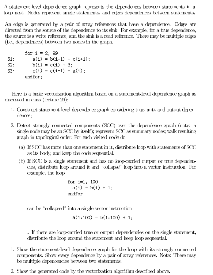 A Statement-level dependence graph represents the | Chegg.com