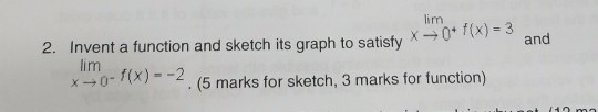 Solved lim 2. Invent a function and sketch its graph to | Chegg.com