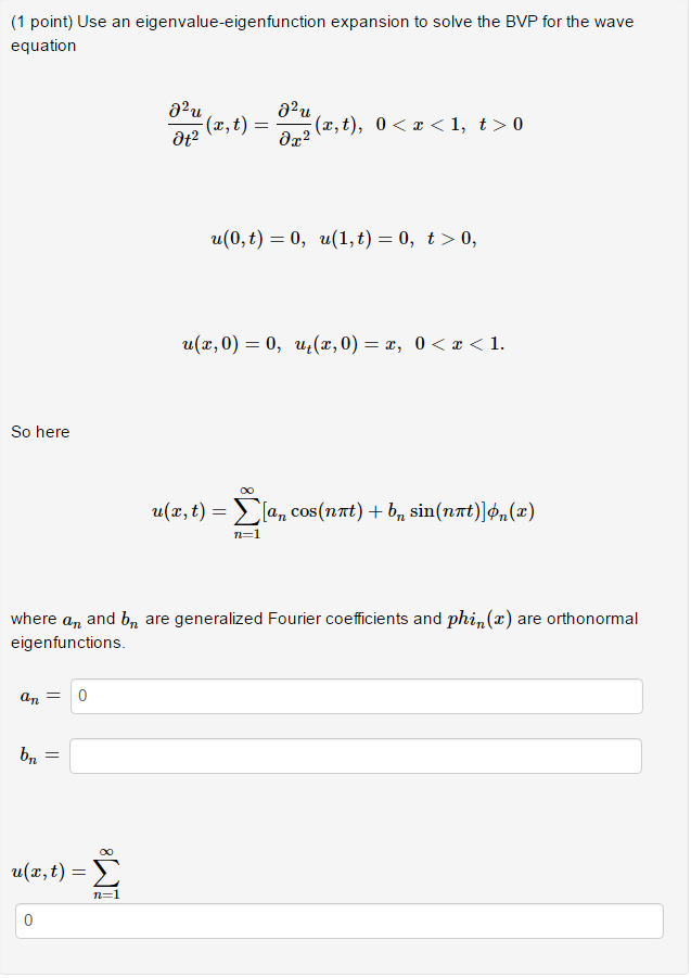 Solved Use an eigenvalue-eigenfunction expansion to solve | Chegg.com