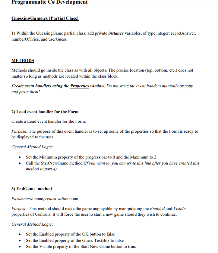 Solved Program Overview Create a simple number guessing game | Chegg.com