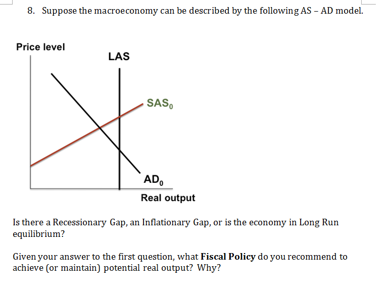 Solved 8. Suppose the macroeconomy can be described by the | Chegg.com