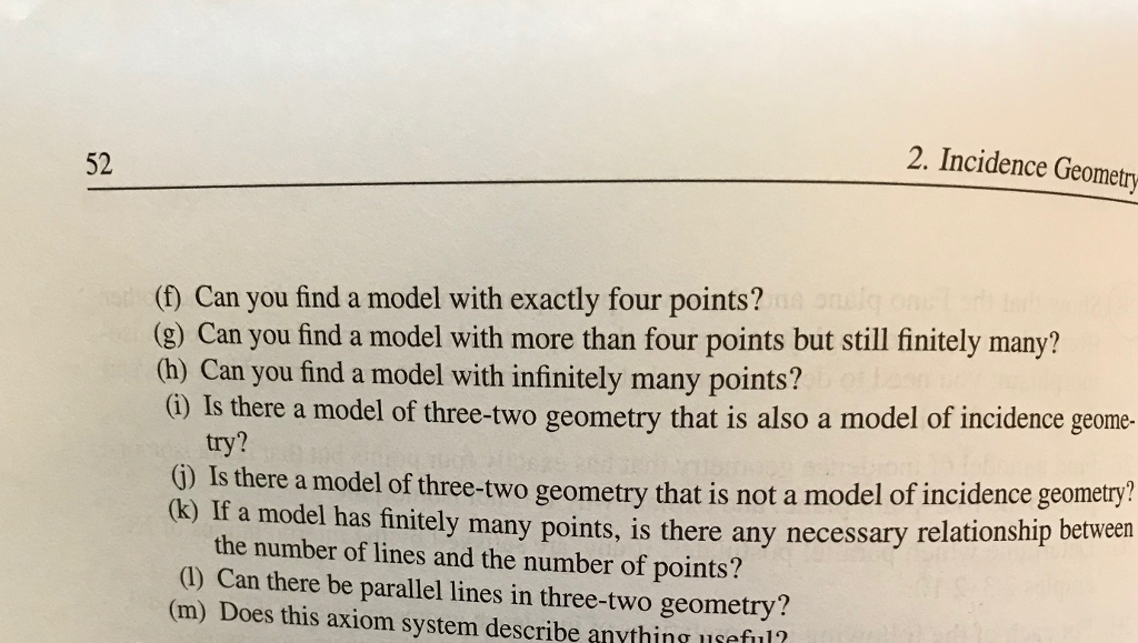 Solved geometry. ma is an axiomatic system for an unusual | Chegg.com