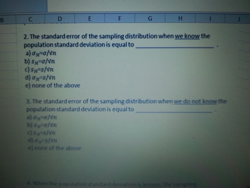 Solved 2. The standard error of the sampling distribution | Chegg.com