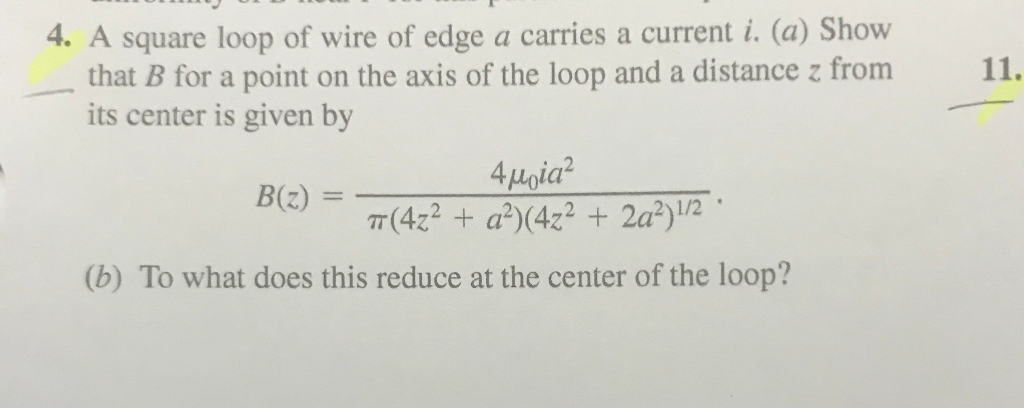 Solved A square loop of wire of edge a carries a current i. | Chegg.com
