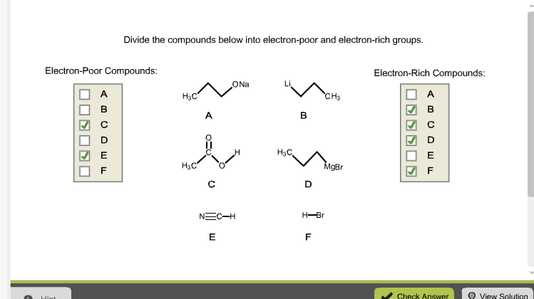 Solved Divide the compounds below into electron-poor and | Chegg.com