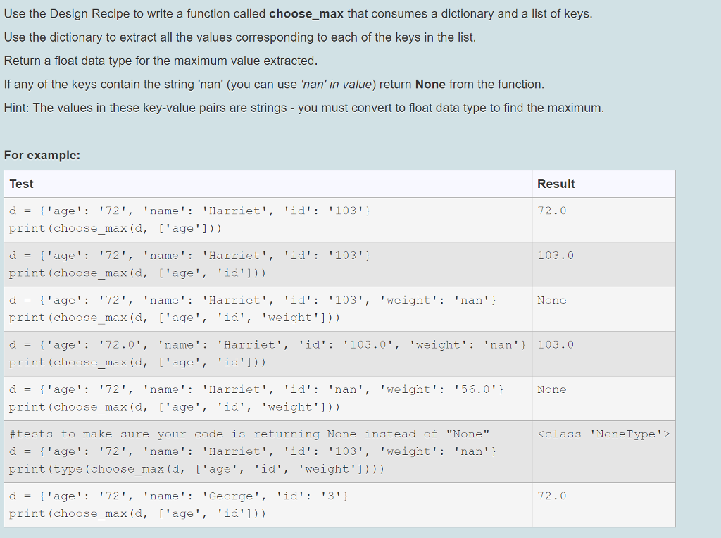Solved Use the Design Recipe to write a function called | Chegg.com