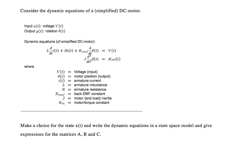 Solved Consider the dynamic equations of a (simplified) | Chegg.com