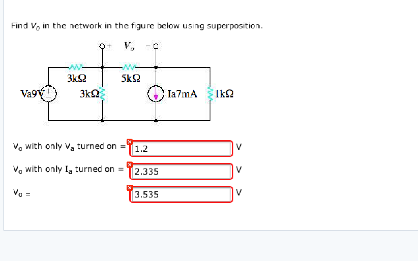 Solved Find V0 in the network in the figure below using | Chegg.com