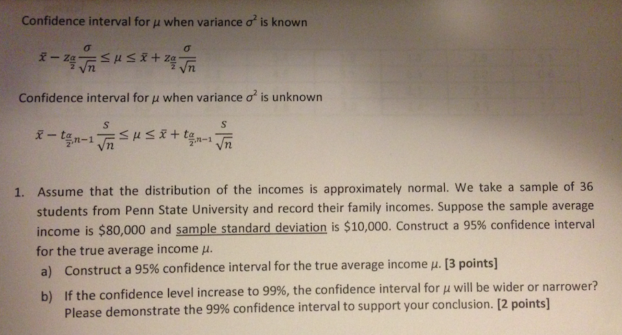 Solved Confidence interval for μ when variance is known | Chegg.com