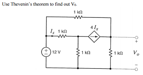 Solved Use Thevenin's theorem to find out V_0. | Chegg.com