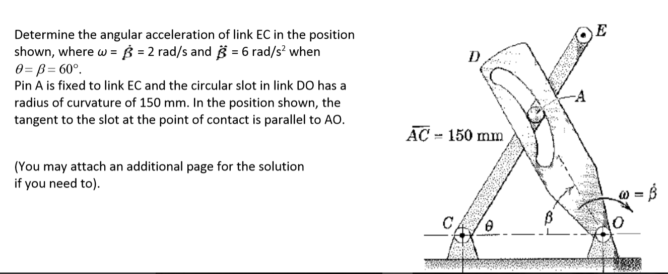 Determine the angular acceleration of link EC in the | Chegg.com