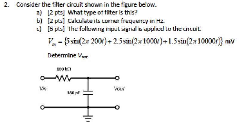 Solved 2. Consider the filter circuit shown in the figure | Chegg.com