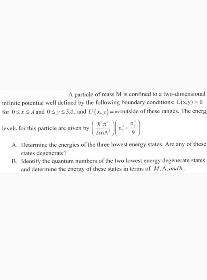 Solved A particle of mass M is confined to a two-dimensional | Chegg.com