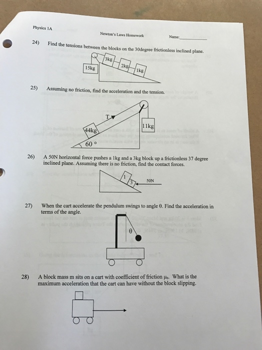 Solved Find the tensions between the blocks on the 30 degree | Chegg.com