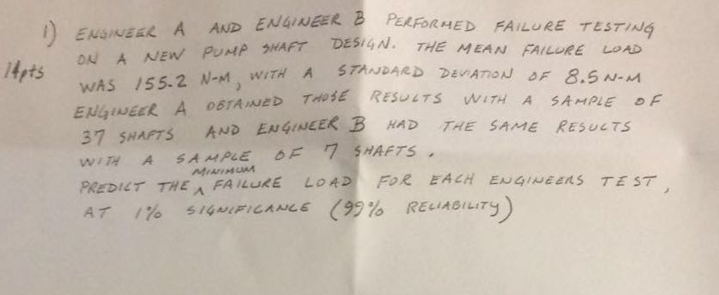 Solved ENGINEER A AND ENGINEER B PERFORMED FAILURE TESTING | Chegg.com