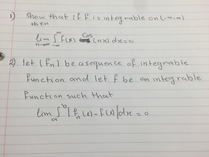Solved Show that if f is integ nable on (-infinity,infinity) | Chegg.com