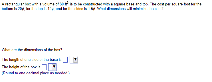Solved A rectangular box with a volume of 80 ft3 is to be | Chegg.com