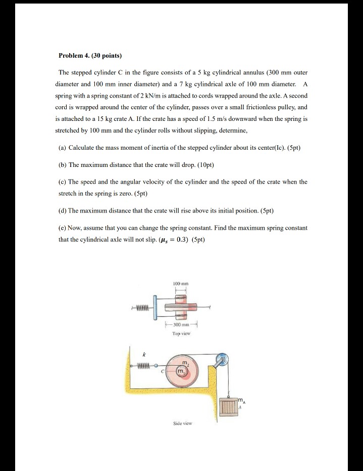 Solved Problem 4. (30 points) The stepped cylinder C in the | Chegg.com