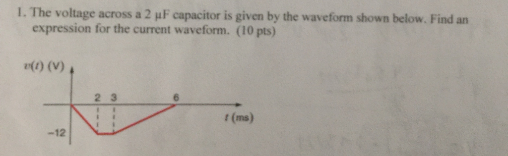 Solved The voltage across a 2 muF capacitor is given by the | Chegg.com