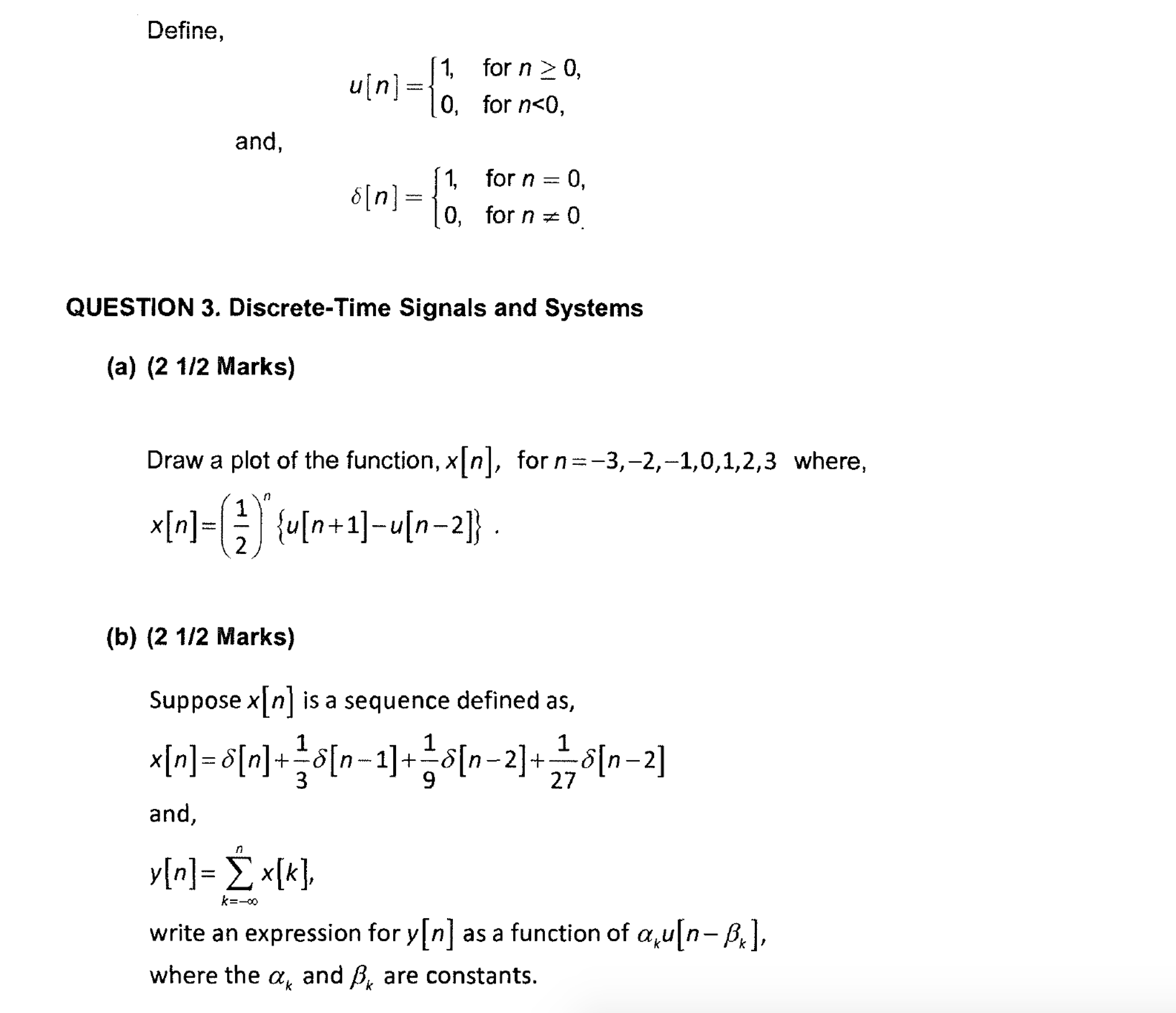 Solved Define, and, u[n] = 1, for n greaterthanorequalto 0, | Chegg.com