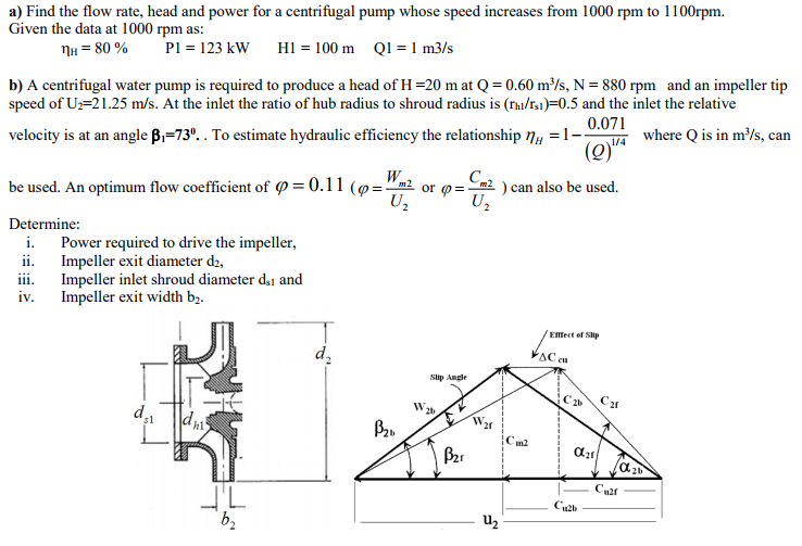 Solved a) Find the flow rate, head and power for a | Chegg.com