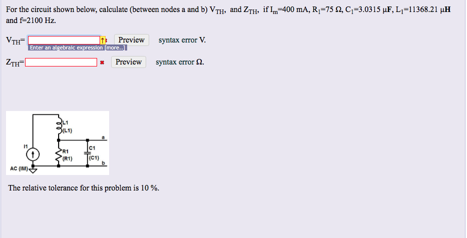 Solved For the circuit shown below, calculate (between nodes | Chegg.com