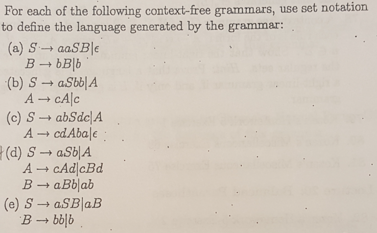 Solved For each of the following context-free grammars, use | Chegg.com