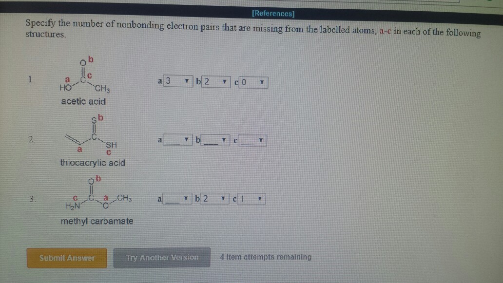 Solved References] Specify the number of nonbonding electron | Chegg.com