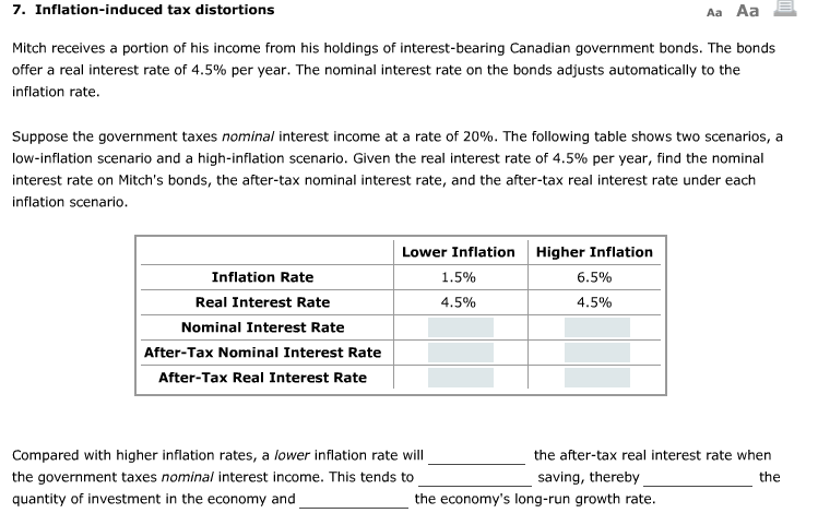 Solved Inflation-induced tax distortions Mitch receives a | Chegg.com