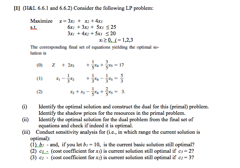 Solved Identify the optimal solution and construct the dual | Chegg.com