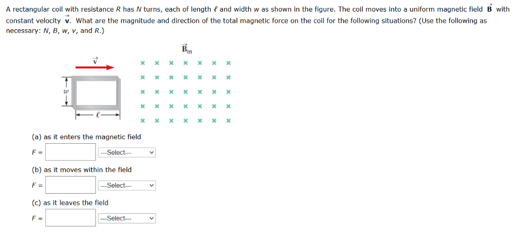 Solved A rectangular coil with resistance R has N turns, | Chegg.com