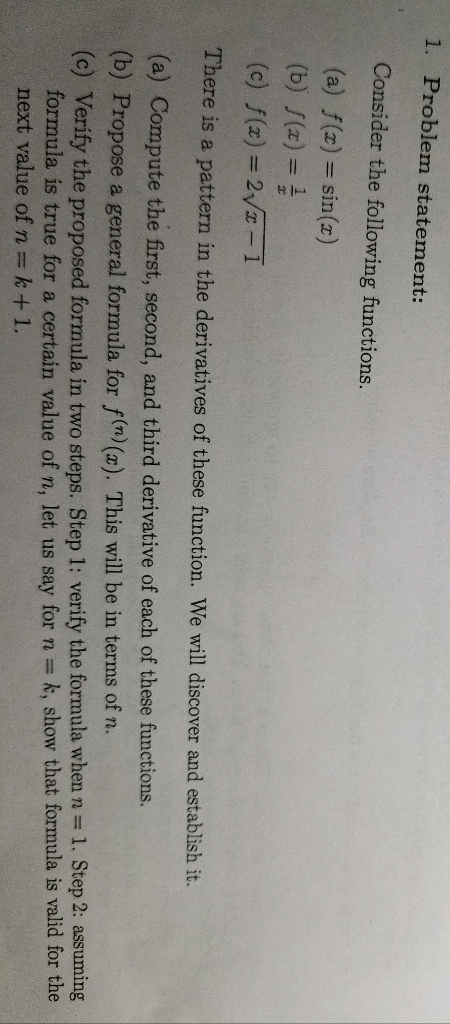 Solved 1 Problem Statement Consider The Following
