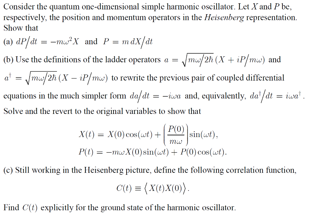 Solved Consider the quantum one-dimensional simple harmonic | Chegg.com