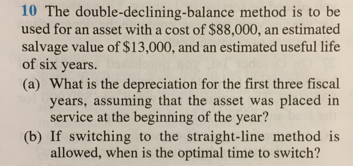 Solved The double-declining-balance method is to be used for | Chegg.com