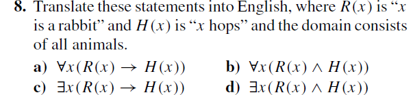 Solved 8 Translate These Statements Into English Where R