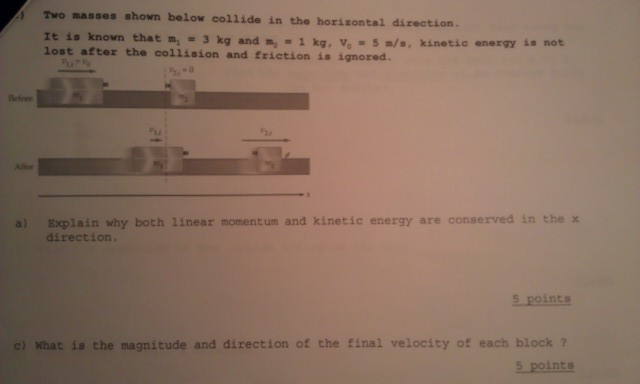 Solved Two masses shown below collide in the horizontal | Chegg.com