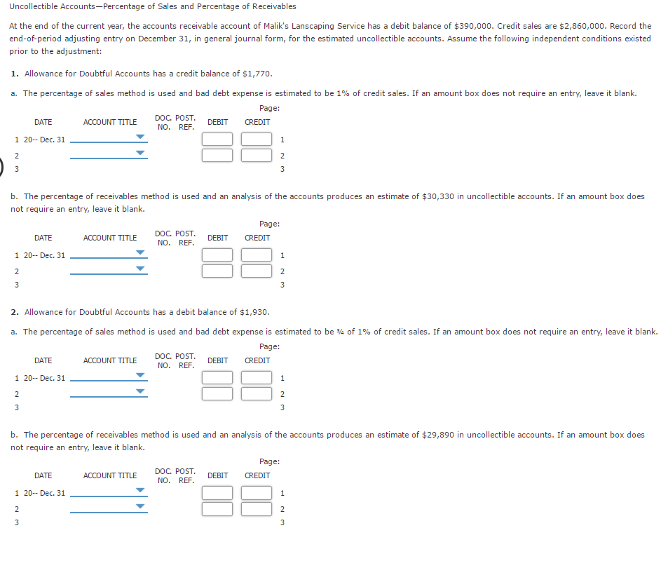 Solved Uncollectible Accounts Percentage Of Sales And Chegg