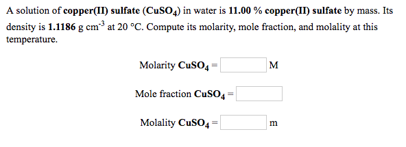 Solved A solution of copper (II) sulfate (CuSO_4) in water | Chegg.com