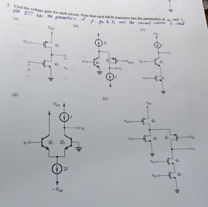 Solved 1. Using small-signal equivalent circuit calculates | Chegg.com
